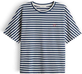 OPUS T-Shirt SALENTINE STRIPE aus Organic Cotton Lockere Passform, schmal zulaufender Schnitt, &uuml;berschnittener Halbarm