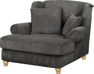 Maison Belfort home24 XXL Sessel Cord Grau/Grau Webstoff 135 x 100 x 128cm