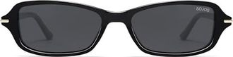Sojos Lunettes de soleil rectangulaires étroites polarisées rétro pour homme et femme vintage skinny plastique UV400 protection lunettes de soleil large SJ2