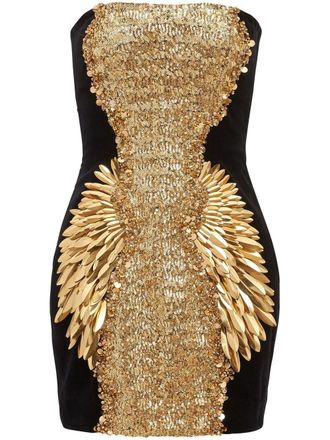 Balmain robe courte brod&eacute;e de sequins - Noir