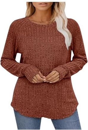 Generic sous Pull Femme Haut Thermique Femme sous Pull Thermique Femme Doux Glamour Haut Thermique Col Rond &Eacute;pais Multicolore Tricot Chaud Manches Longues Aut