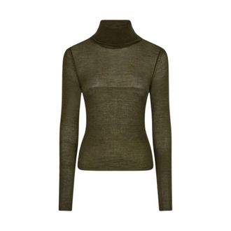 Roberto Cavalli Femme, Pulls, Vert, Taille: 38 FR Pull col roulé en Soie/Laine
