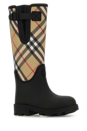 Burberry Womens Printed Rubber Marsh Stamp Boots Black Stivali