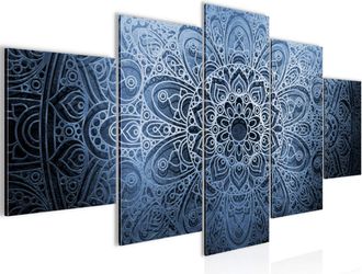 Runa Art Wandbilder Mandala 5 Teilig Bild auf Vlies Leinwand Deko Wohnzimmer Schlafzimmer Abstrakt Blau 101252b