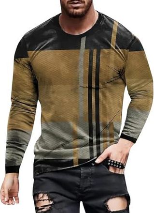 Generic Hauts d&eacute;t&eacute; ray&eacute;s pour hommes, sweatshirts en polaire &agrave; manches longues, pull-over pour lautomne et lhiver, jaune, M