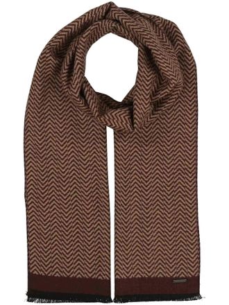 Bugatti Schal | Geometrisches Design | Farblich abgesetzter Rand | 30 x 180 cm | Reine Viskose Camel