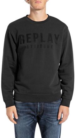 Replay Herren Sweatshirt mit Rundhalsausschnitt, Schwarz (Black 098), M