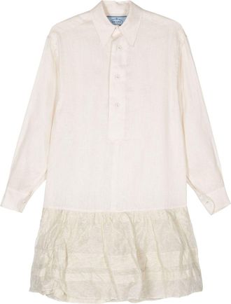 Prada Midikleid aus Leinen - Nude