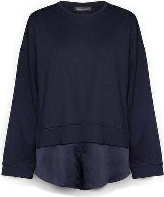 Elena Miro Femme, Sweatshirts et sweats &agrave; capuche, Bleu, Taille: 46 FR SweaT-shirt effet superpos&eacute;