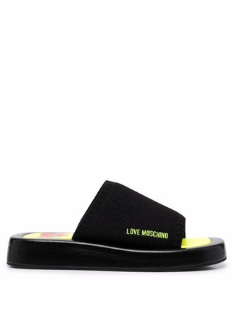 Love Moschino claquettes &agrave; logo imprim&eacute; - Noir