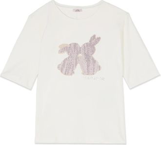 Oltre Femme, Tops, Blanc, Taille: 44 FR T-shirt en jersey avec applications