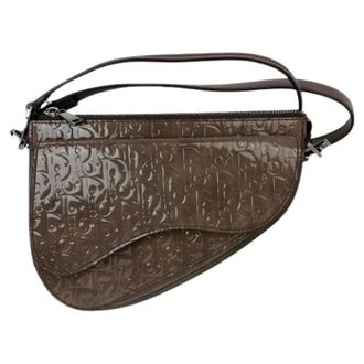 Dior Pre-owned Saddle Boxy Patent Leather Shoulder Hand Bag - - Pre-owned - Damen - Braun - ONE SIZE