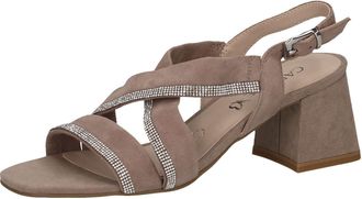 Caprice Damen Sandalen mit Absatz mit Strasssteinen mit Riemchen, Braun (Mud Comb), 39 EU