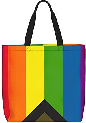 Generic Sac De Courses Drapeau Arc-En-Ciel De La Fiert&eacute; Sac Fourre Tout Femme Avec Poign&eacute;es Lavables Sacs En Toile Pour Femmes, Pour Femmes, Shopping, Tous Le