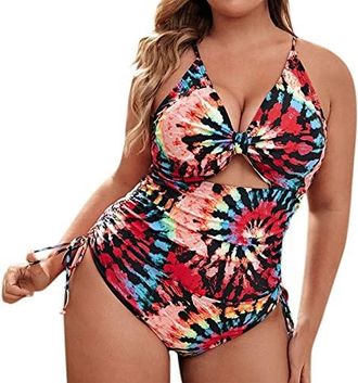 Generic Maillots De Bain Une Pieces Femme Push Up Taille imprimée Plus Une pièce Sexy Dos Maillots de Bain Une pièce (Red, XXXL)