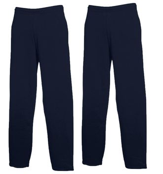 Fruit Of The Loom Classic Jog Pants Herren Jogginghose mit offenem oder elastischem Beinabschluss, Gr&ouml;&szlig;e:3XL, Farbe: 2X Deep Navy offen + 1 HL Kauf Notizblock