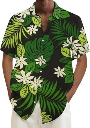 Generic Chemise hawa&iuml;enne d&eacute;t&eacute; pour homme - Motif palmier hawa&iuml;en des Cara&iuml;bes - Chemise amusante &agrave; manches courtes boutonn&eacute;e - Coupe ample - Style cubain - S