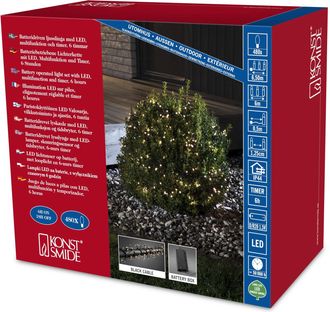 Konstsmide 3737-100 Micro LED B&uuml;schellichterkette Cluster / f&uuml;r Au&szlig;en (IP44) / Batteriebetrieben: 4xD 1.5V (exkl.) / 6h-Timer / mit 8 Funktionen, Steuerger&auml;t und