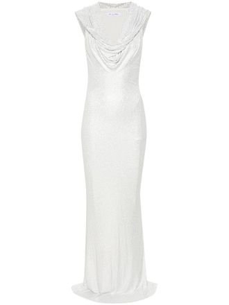 De La Vali robe longue Manhattan à strass - Blanc