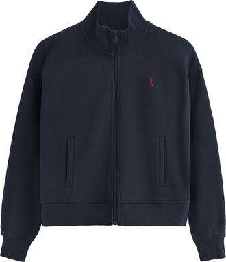 Polo Club Sweatshirt marineblau mit hohem Kragen, ganzem Rei&szlig;verschluss und Rigby Go-Logo