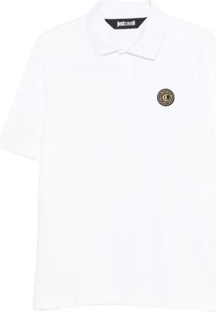Just Cavalli Homme, Tops, Blanc, Taille: XL Polo en coton avec logo