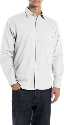 Replay Herren M4144 Hemd, 011 Natural White, L