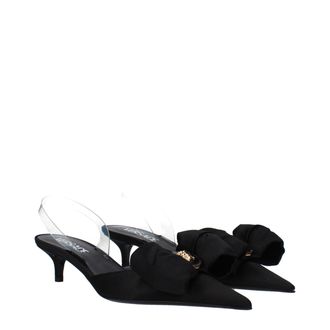 Versace Womens Black Satin Flat Sandals