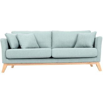 Miliboo Sofa skandinavisch 3 Pl&auml;tze Hellblau Holzbeine OSLO