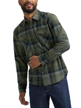 Wrangler Iconic Denim Herren-Hemd, Normale Passform, Druckknöpfe, Thymian Plaid, XX-Large