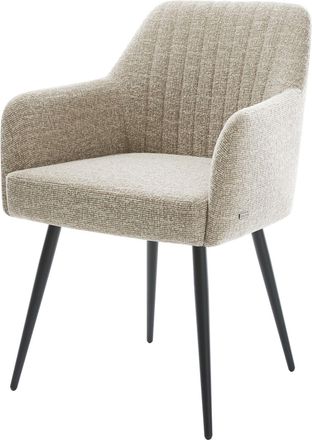 DELIFE Polsterstuhl Greg-Flex 4-Fuß konisch Schwarz Webstoff Soft Beige Taschenfederkern