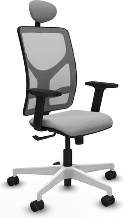 Piqueras y Crespo Grauer B&uuml;rostuhl mit 2D-Armlehnen, h&ouml;henverstellbarer Lendenwirbelst&uuml;tze und festem Kopfteil, ausgestattet mit Sincro 3 Positionen und Schneideschaum,