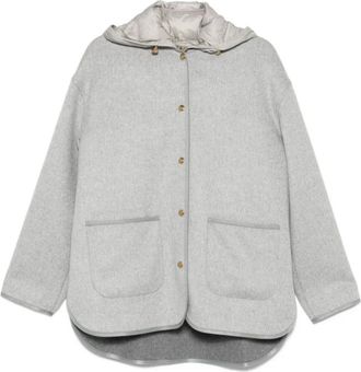 Moncler Femme, Vestes, Gris, Taille: 44 FR Manteau dHiver Gris en Fausse Fourrure