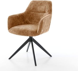 DELIFE Drehstuhl Pejo-Flex Chenille Rost Kreuzgestell breit Schwarz 360° drehbar Wippfunktion Taschenfederkern, Esszimmerstühle