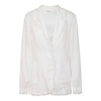 P.A.R.O.S.H. P.a.r.o.s.h., Femme, Vestes, Blanc, Taille: 40 FR Blazer en lin avec d&eacute;tails de franges