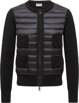 Moncler Moncler Cardigan Zipp&eacute; Matelass&eacute; En Laine, Femme, Noir, Taille: Xl