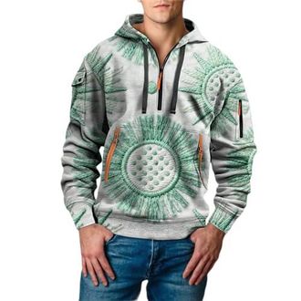 Generic Sweat à capuche Fusion à rayures - Motif graphique moderne - Manches longues - Streetwear - Pull à capuche pour homme, GN1., XXL