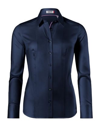 Vincenzo Boretti Bluse, modern-fit/leicht tailliert, Hemdkragen, Soft Twill - bügelleicht dunkelblau 42