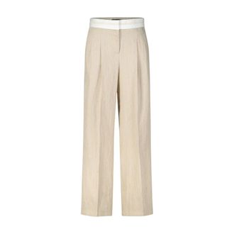 Cambio Stoffhose Anny mit Leinen - - Trousers - Damen - Beige - 2XL