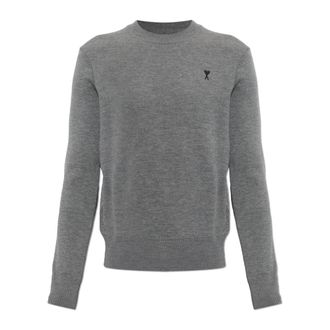 Ami Homme, Pulls, Gris, Taille: 2XL Pull Col Rond en Laine