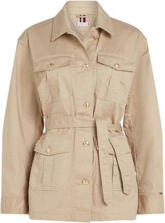 Tommy Hilfiger Femme, Vestes, Beige, Taille: 44 FR Veste utilitaire ceintur&eacute;e &agrave; boutons dor&eacute;s