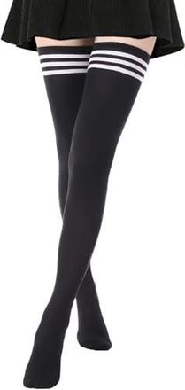 Dreshow Femme Coton Extra Longues Chaussettes Hautes de Cuisse Montantes Chaussettes de Genoux para Sport Cosplay