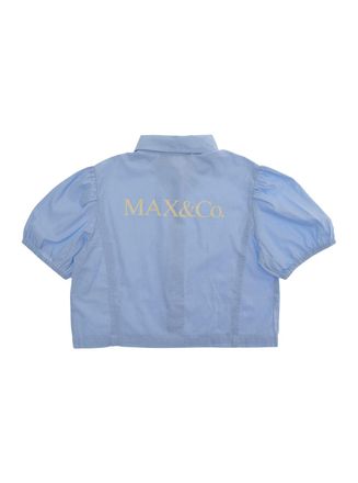 Max & Co. Girls Shirt Light Blue Cotton Blouses And