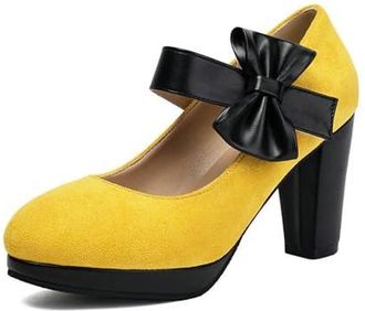 Generic Mary Jane - Escarpins &agrave; talon haut - Bout rond - Pour femme, jaune, 40.5 EU