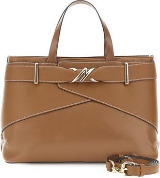 Cafènoir Sac À Main Effet Cuir Avec Détails Métalliques, Pour Femme, Couleur Marron, Taille Taille Unique