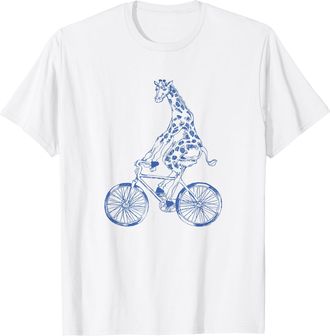 Seembo Giraffe Radfahren Fahrrad Lustig Biker Animal Biking Cool Bike T-Shirt
