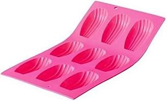 De Buyer de Buyer Fauchon MoulFlex 1950.02 Silikon-Backform, für 9 Madeleines, Pink