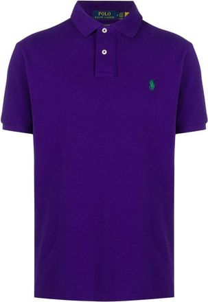 Polo Ralph Lauren Homme, Tops, Violet, Taille: M Polo avec Broderie