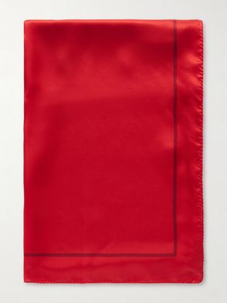 Saint Laurent Foulard En Satin De Soie Imprim&eacute; Cassandre - Rouge