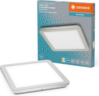 Ledvance ORBIS Disc Wand-/Deckenleuchte mit LED, Chrom, 22W, 1800lm, 3000/4000K, über Wandschalter mit Click CCT einstellbar, 30x30cm, IP44 Schutz für Badezimm