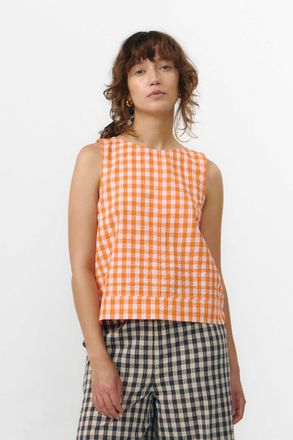 Suite13lab Damen vegan Oberteil Aruba Check Orange